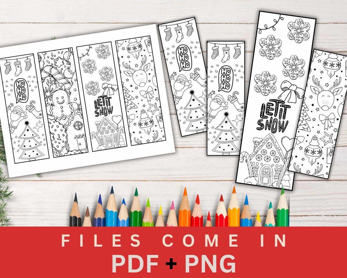 Printable Christmas Coloring Bookmarks, Kids Christmas Activity ...