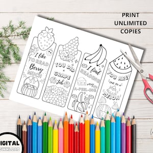 Fruits Coloring Bookmarks, Bookish Coloring Book Marks for Kids and ...