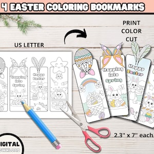Easter Bunny Coloring Bookmarks, Printable Easter Eggs Coloring Page ...