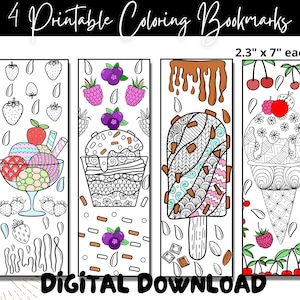 Fun Ice Cream Book Mark Coloring Pages, Kids Teens & Adults Color Pages ...