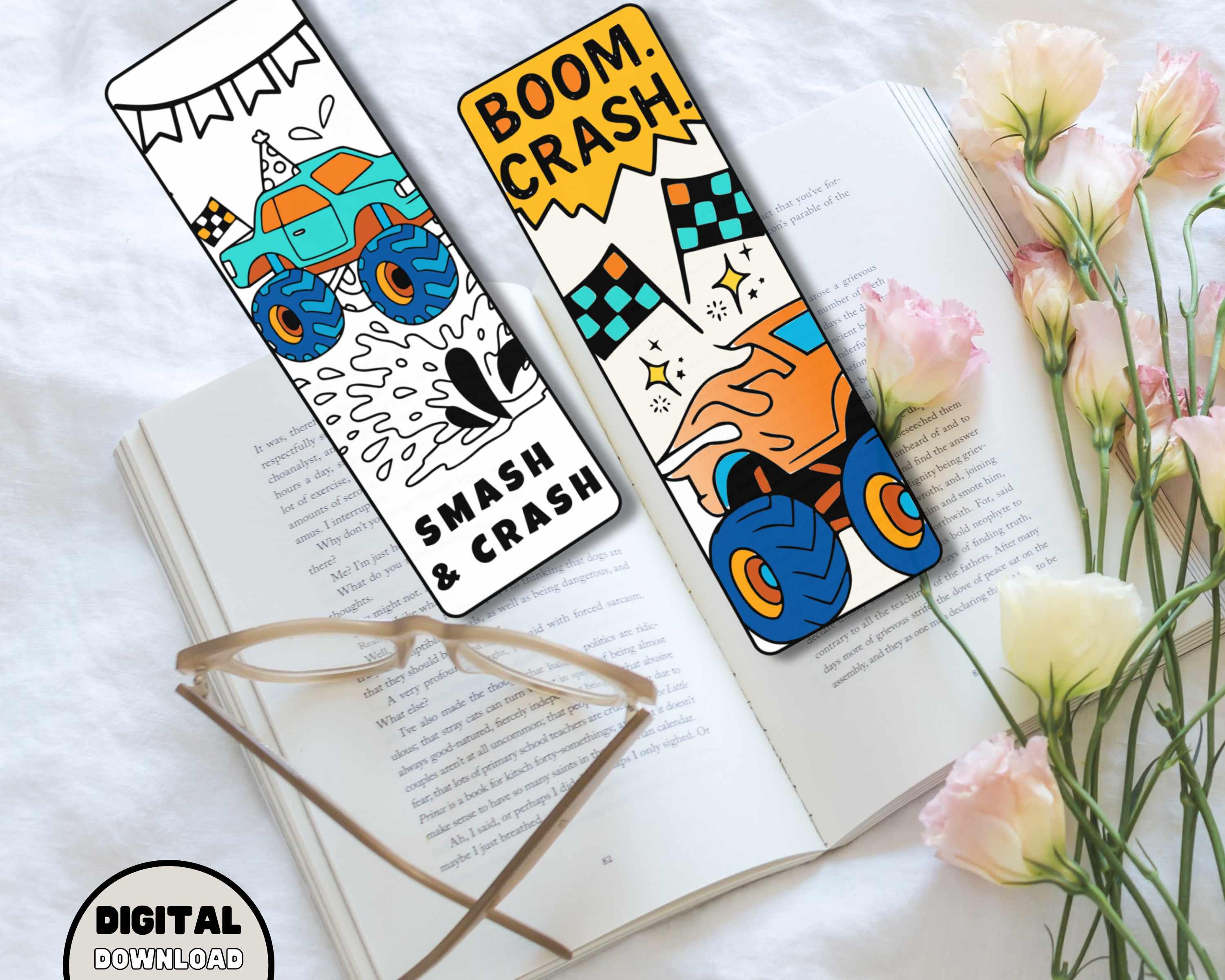 Monster Truck Coloring Bookmarks Printable | Kids Birthday Activity ...