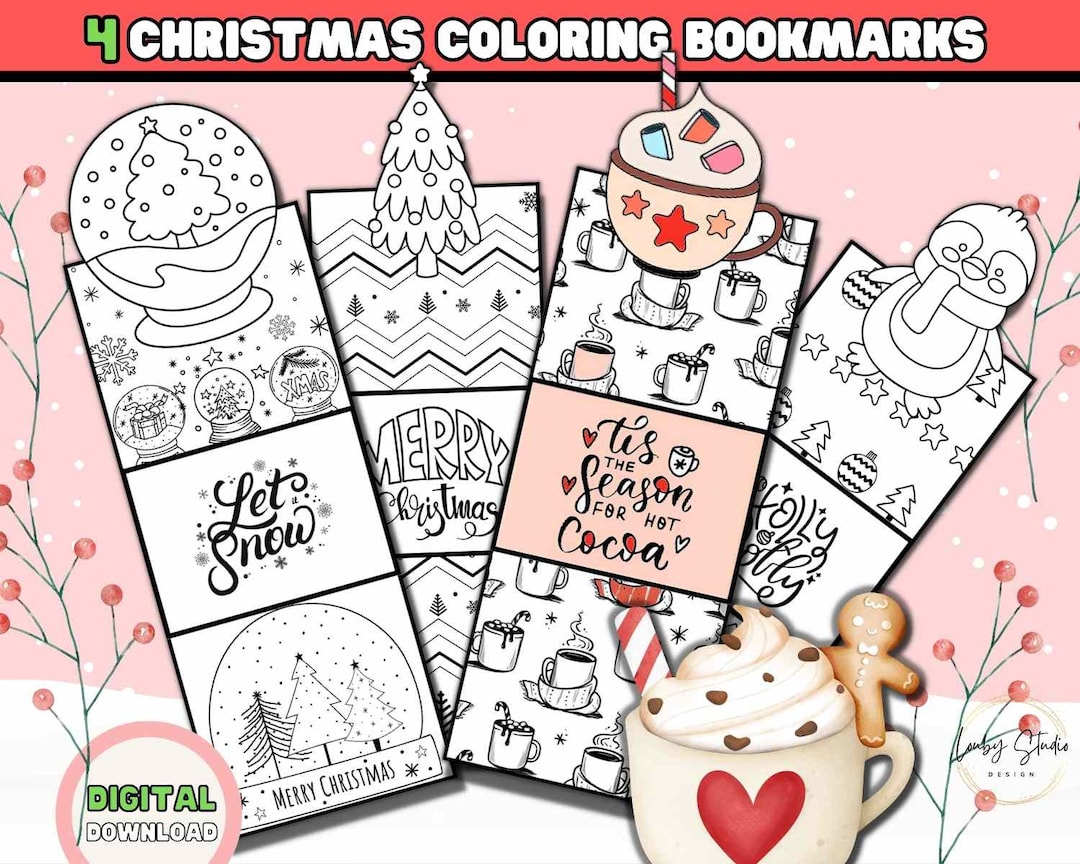 Christmas Coloring Bookmarks Printable Coloring Page Activity, Kids ...