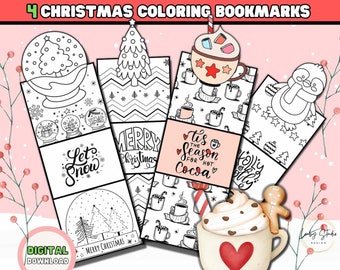 Printable Christmas Colouring Bookmarks for Kids Christmas - Etsy