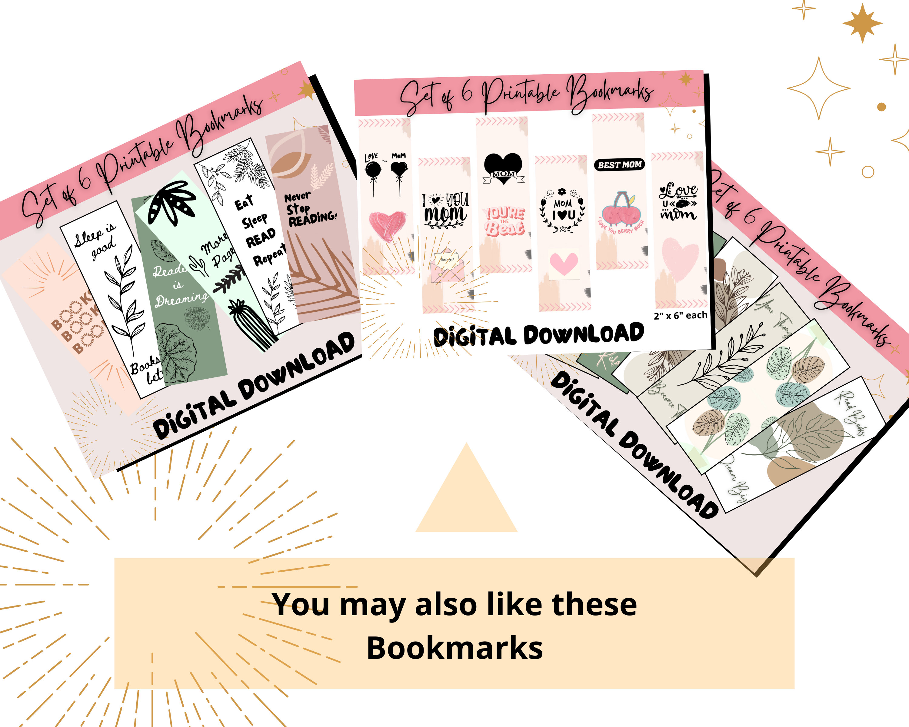 Printable Bookmarks for Women, Digital Book Mark, Printable Book Marks ...