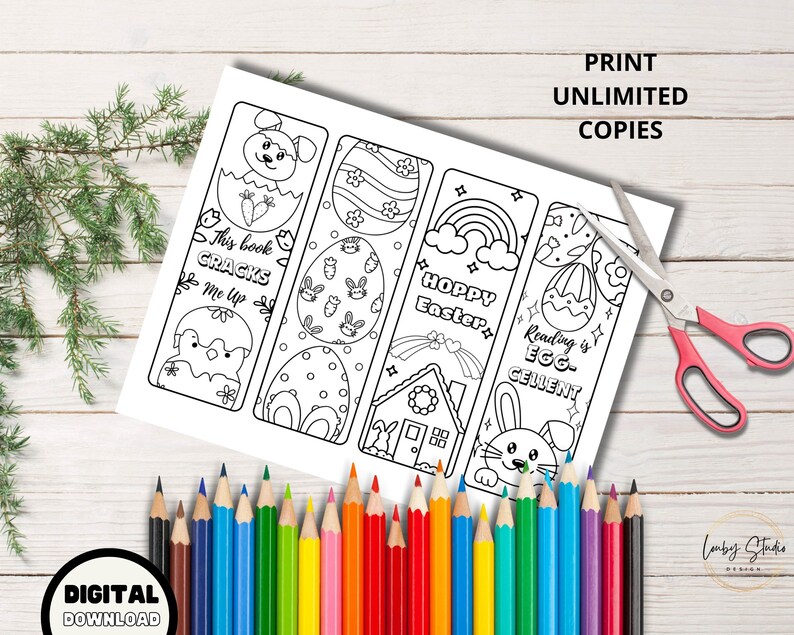 Printable Easter Coloring Bookmarks, Cute Easter Chick Eggs Coloring ...
