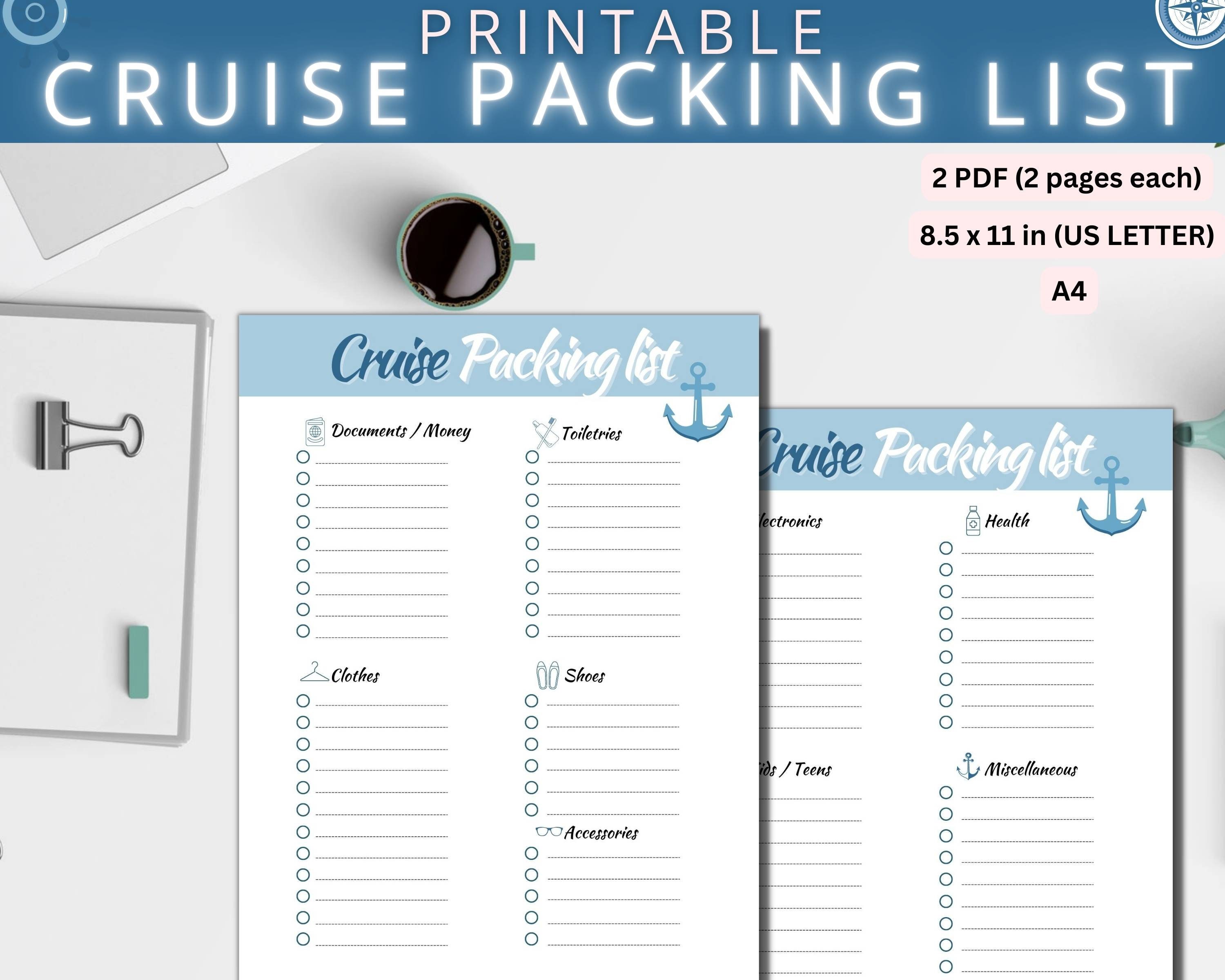 Cruise Packing List, Printable Cruise Checklist, Family Packing List ...