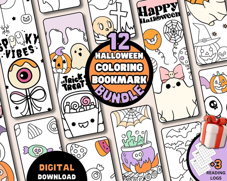 Printable Halloween Coloring Bookmarks, Boo Basket Halloween Spooky ...