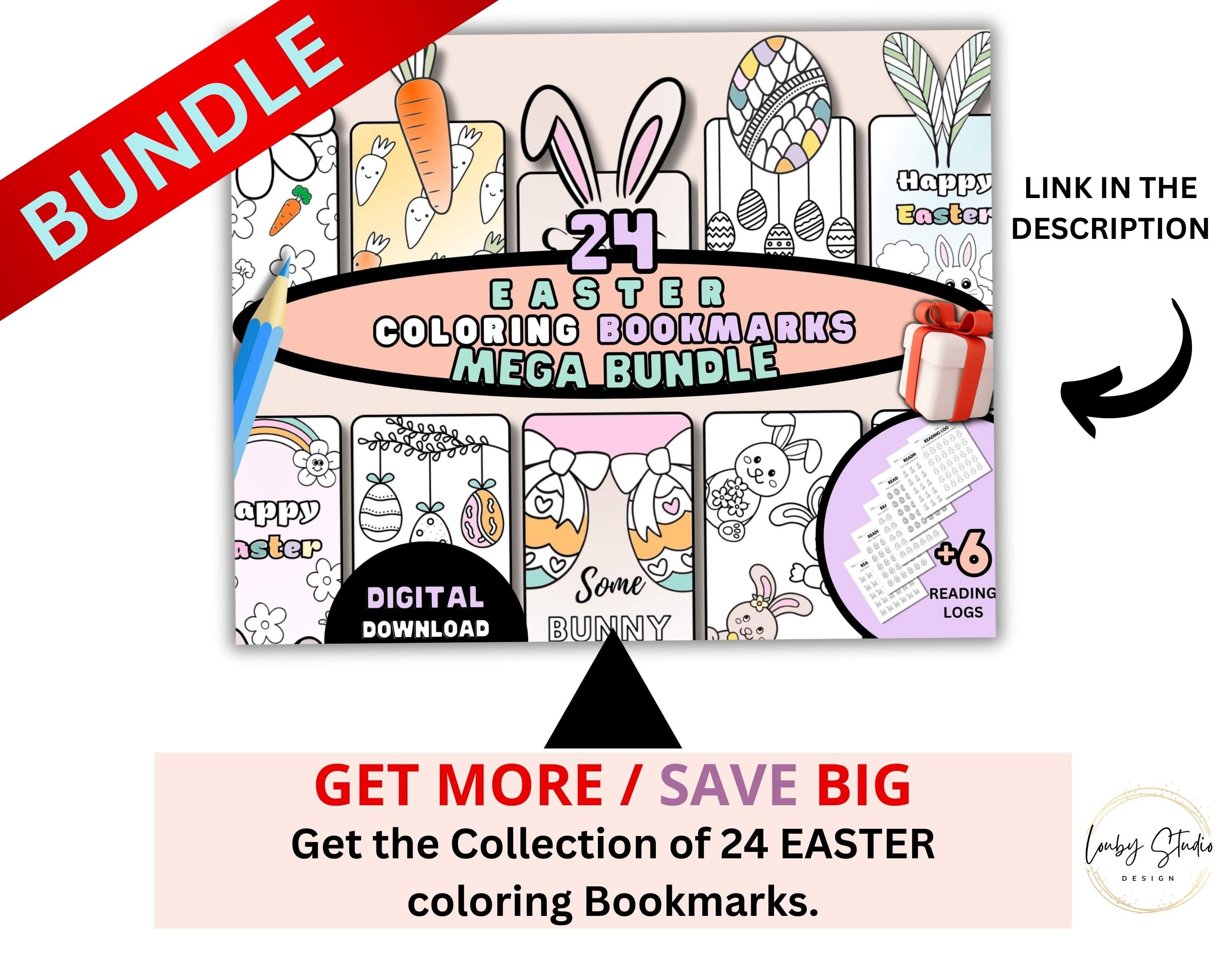 Easter Coloring Bookmarks BUNDLE, Printable Easter Eggs Coloring Pages ...
