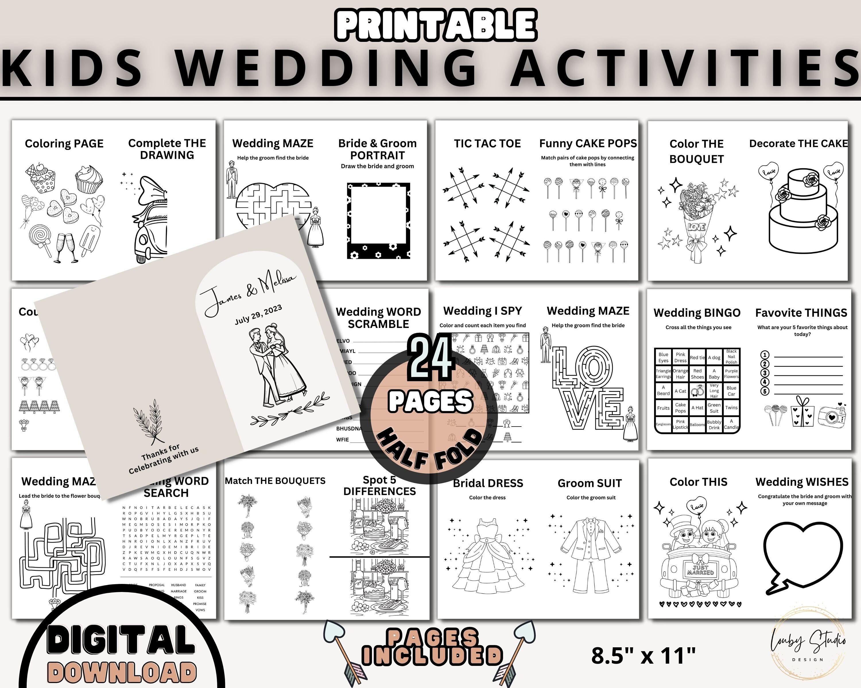 Kids Wedding Activity Book, Printable Wedding Coloring Book Pages ...