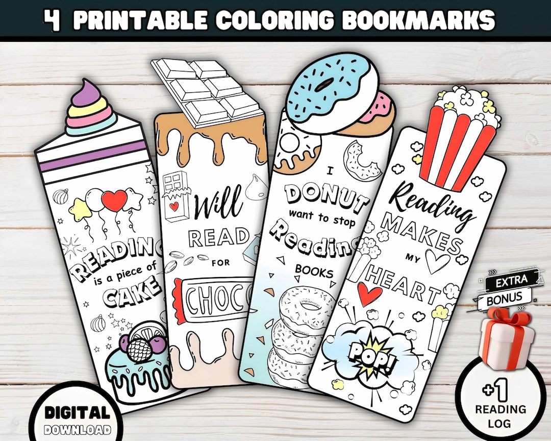 Printable Coloring Bookmarks, Sweet Dessert Coloring Book Marks, Kids ...