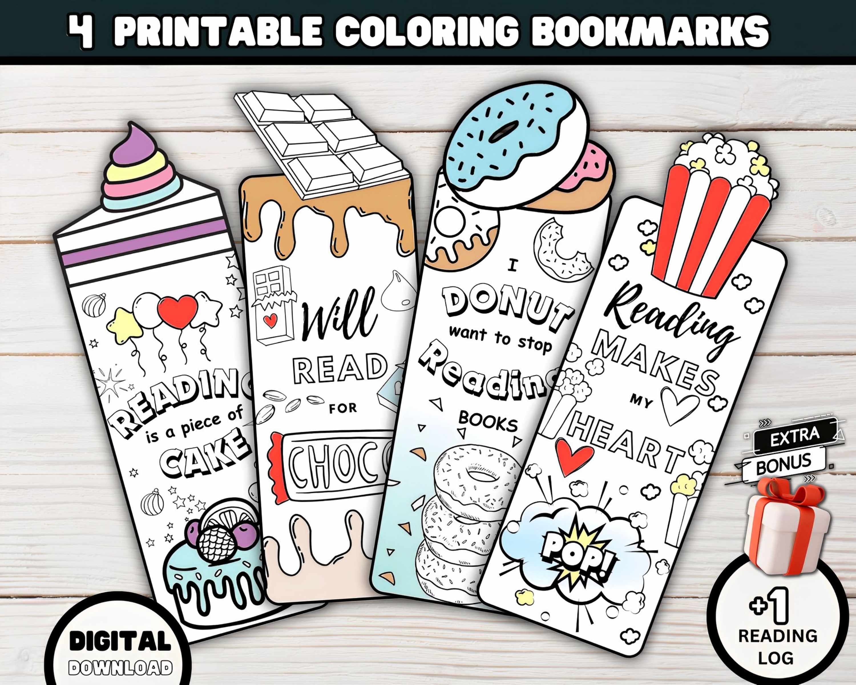 Printable Coloring Bookmarks, Sweet Dessert Coloring Book Marks, Kids ...