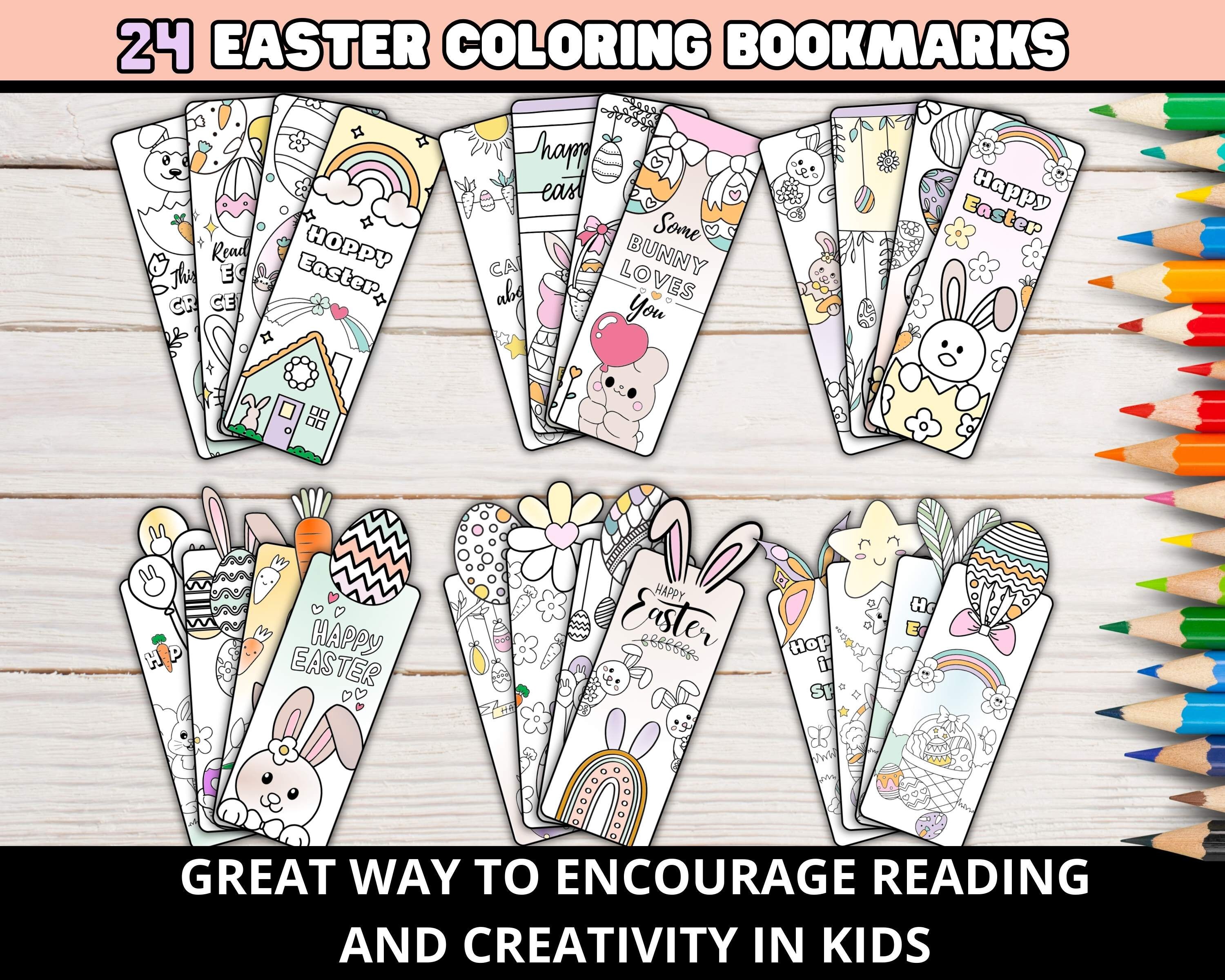 Easter Coloring Bookmarks Pages BUNDLE, Printable Easter Eggs Coloring ...