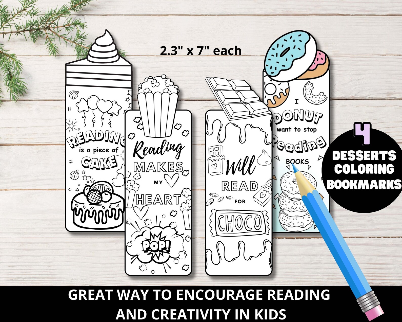 Printable Coloring Bookmarks, Sweet Dessert Coloring Book Marks, Kids ...