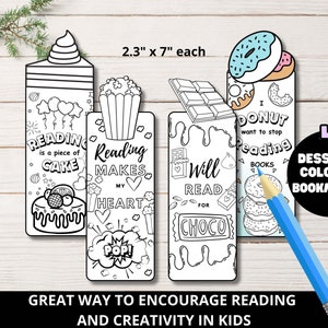 Printable Coloring Bookmarks, Sweet Dessert Coloring Book Marks, Kids ...