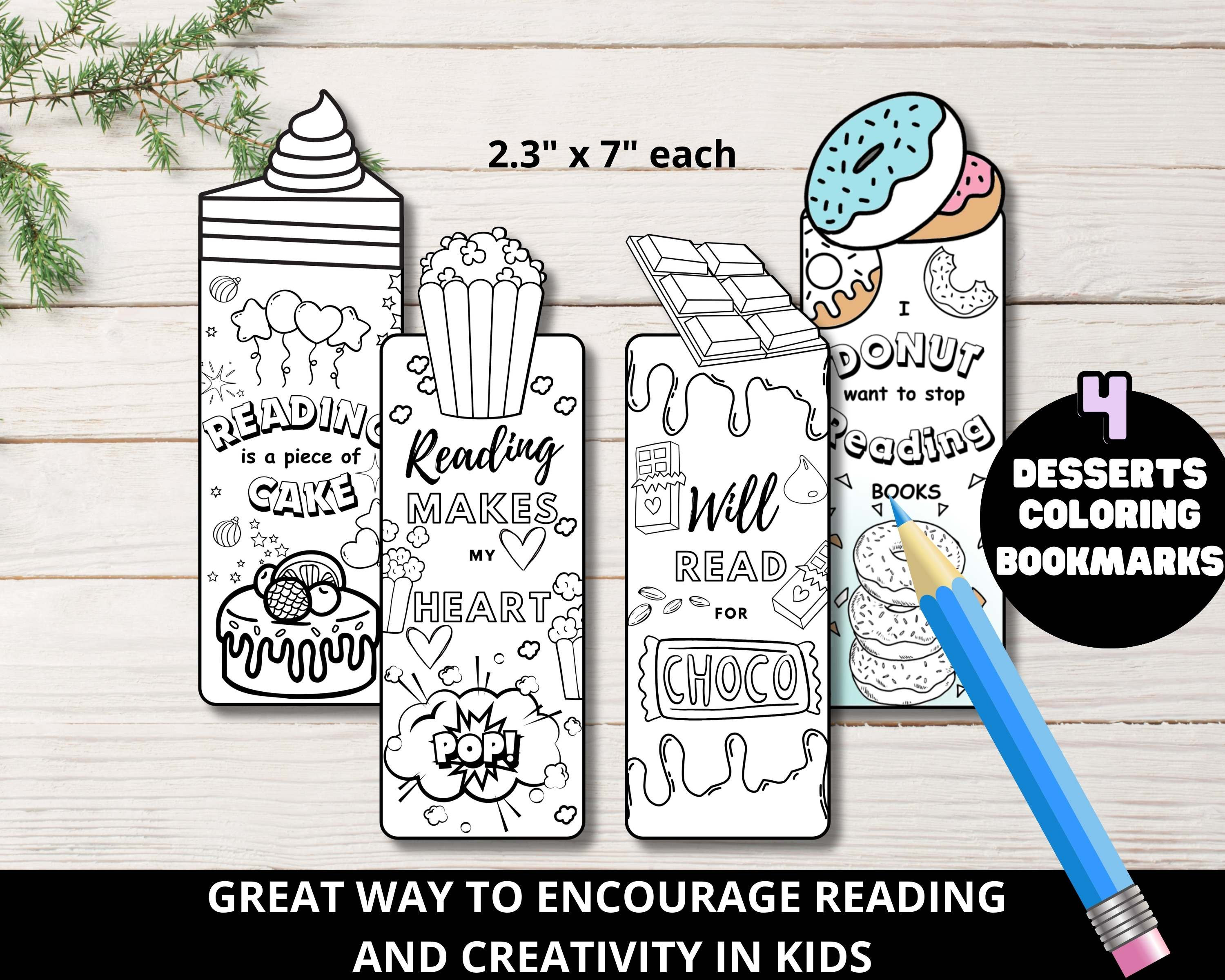 Printable Coloring Bookmarks, Sweet Dessert Coloring Book Marks, Kids ...