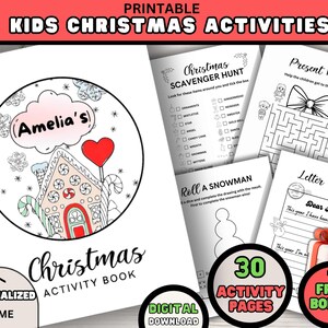 Personalized Christmas Activity Book: Kids Holiday Games (digital ...