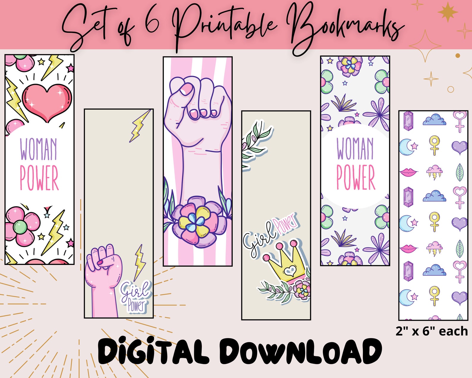 Printable Bookmarks for Women, Digital Book Mark, Printable Book Marks ...