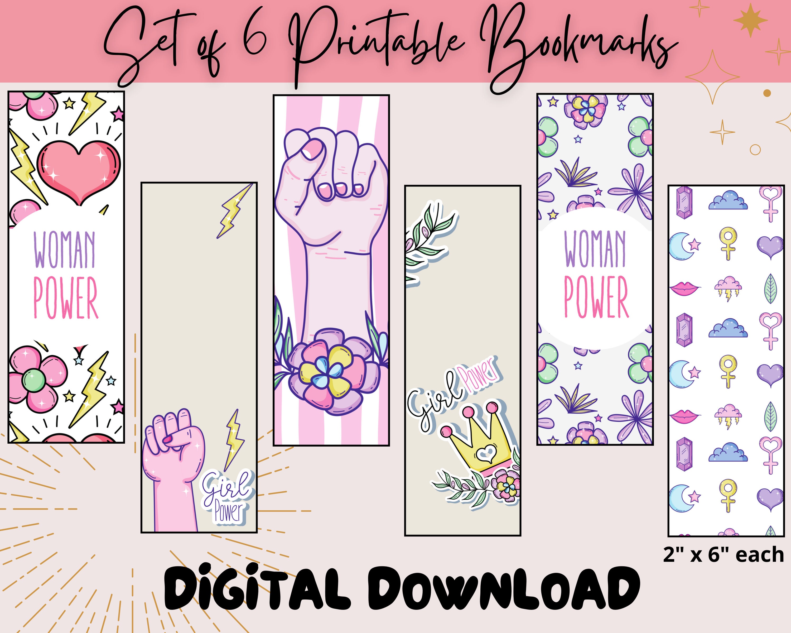 Printable Bookmarks for Women, Digital Book Mark, Printable Book Marks ...