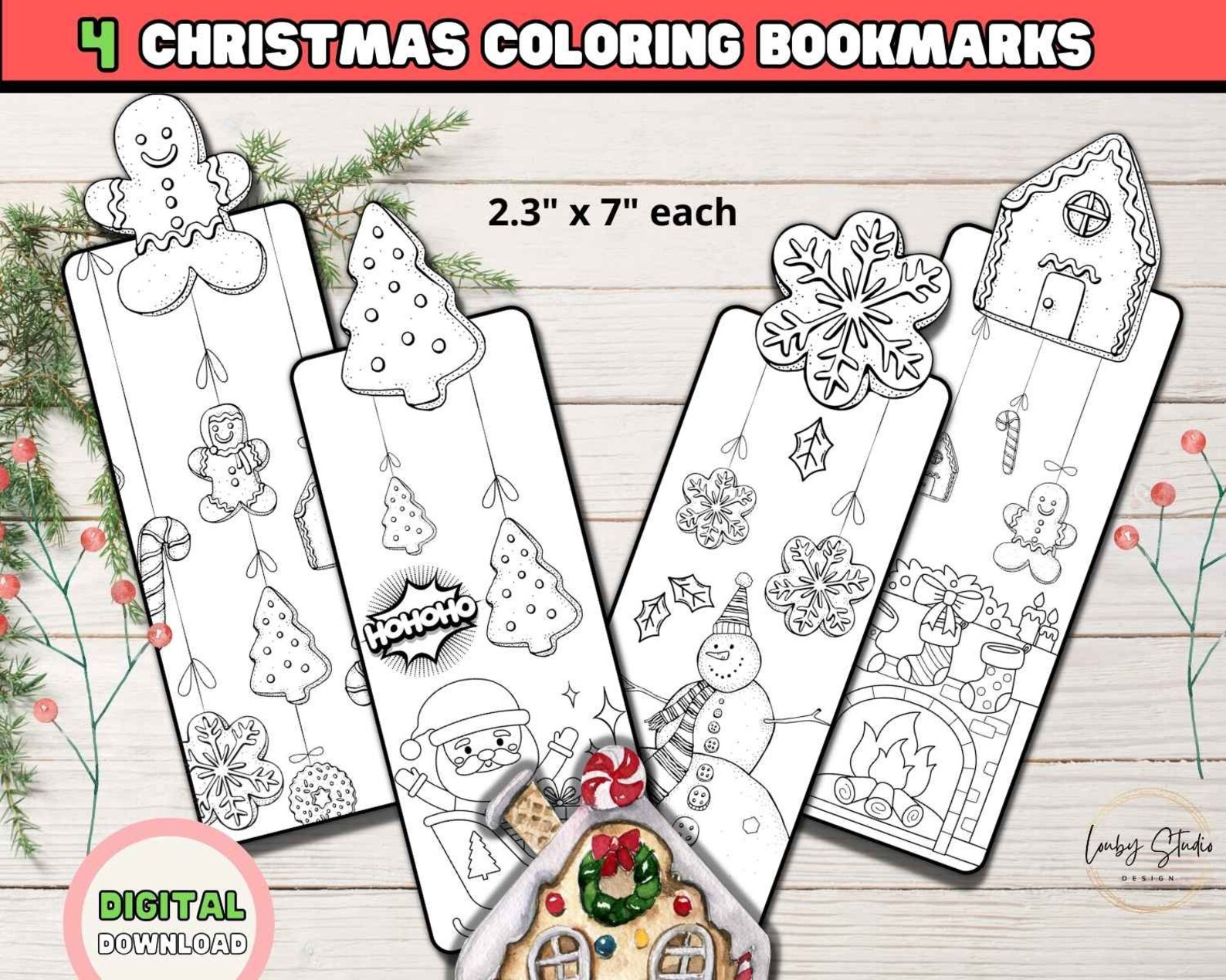 Printable Christmas Coloring Bookmarks, Kids Christmas Activity ...