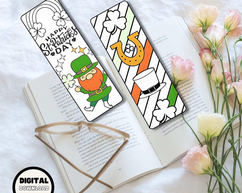 St Patricks Day Coloring Bookmarks: Shamrock Leprechaun Designs ...