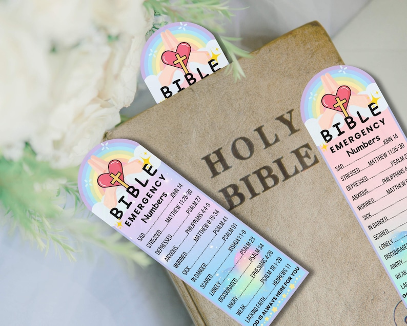 Bible Emergency Numbers Bookmarks, Emergency Bible Verse Bookmarks ...