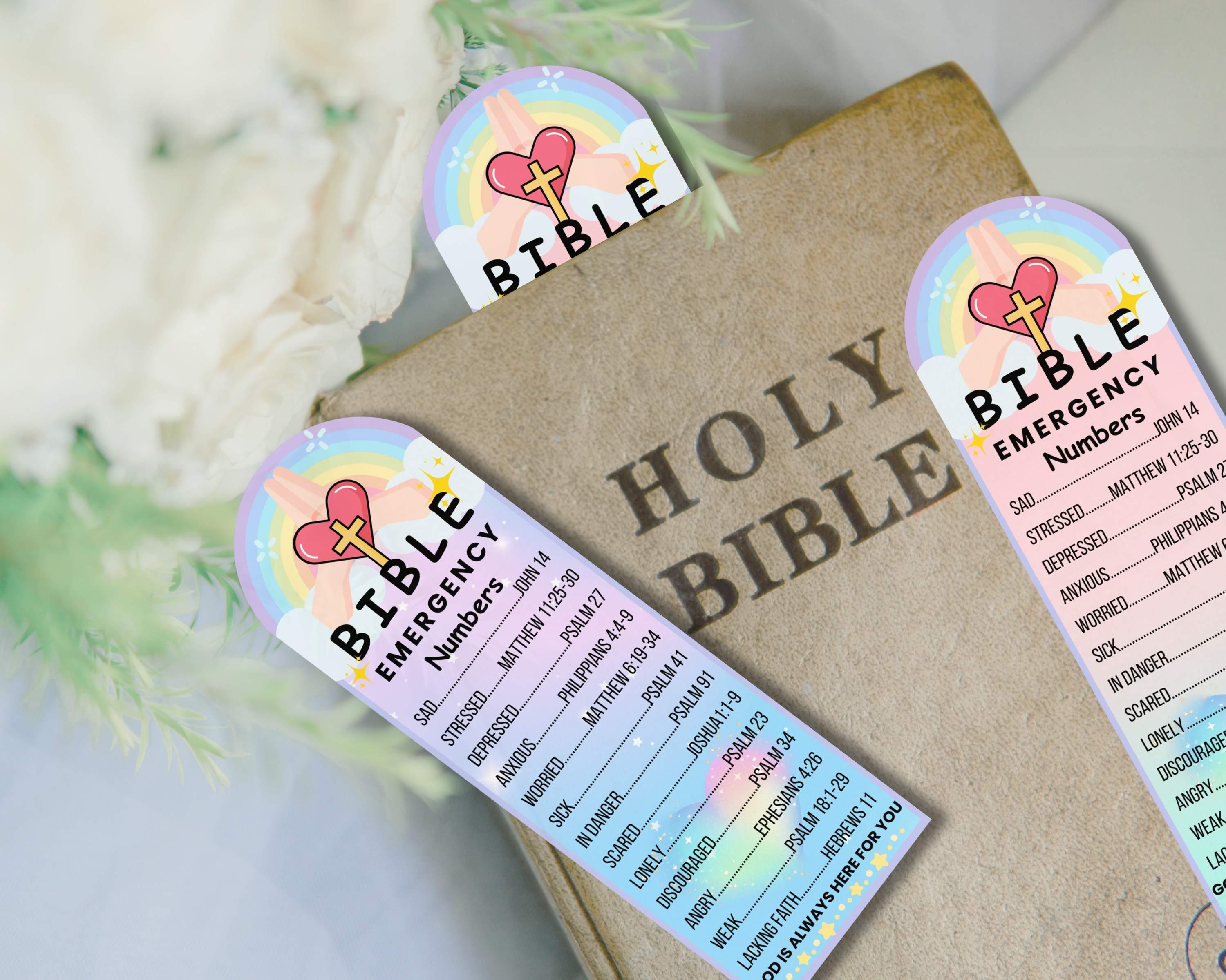 Bible Emergency Numbers Bookmarks, Emergency Bible Verse Bookmarks ...