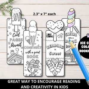 Printable Coloring Bookmarks, Ice Cream Coloring Book Marks, Kids ...