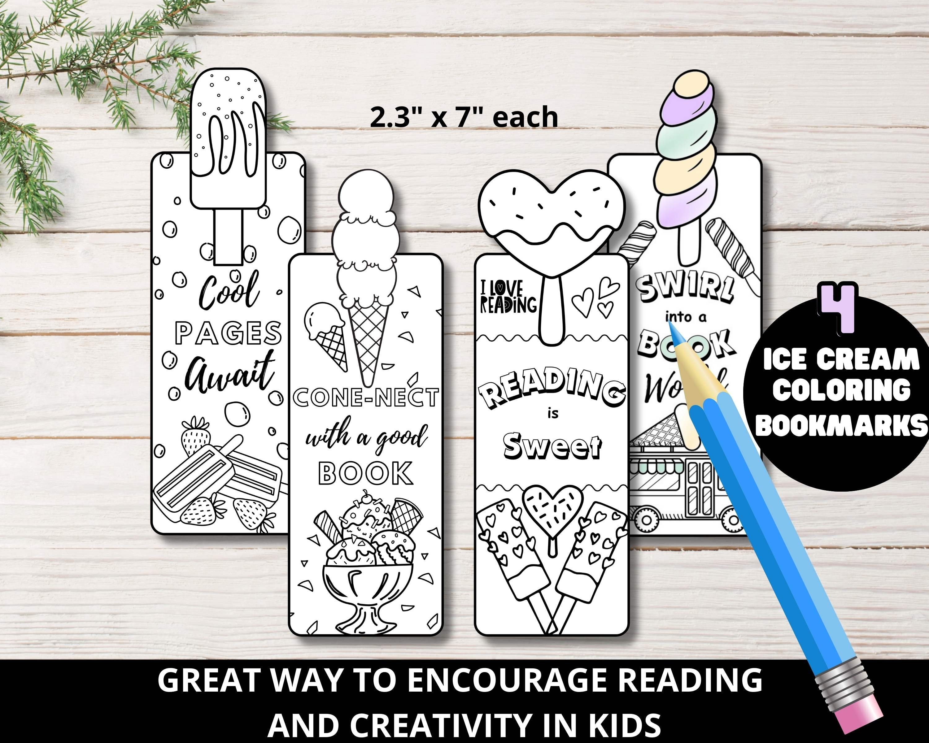 Printable Coloring Bookmarks, Ice Cream Coloring Book Marks, Kids ...