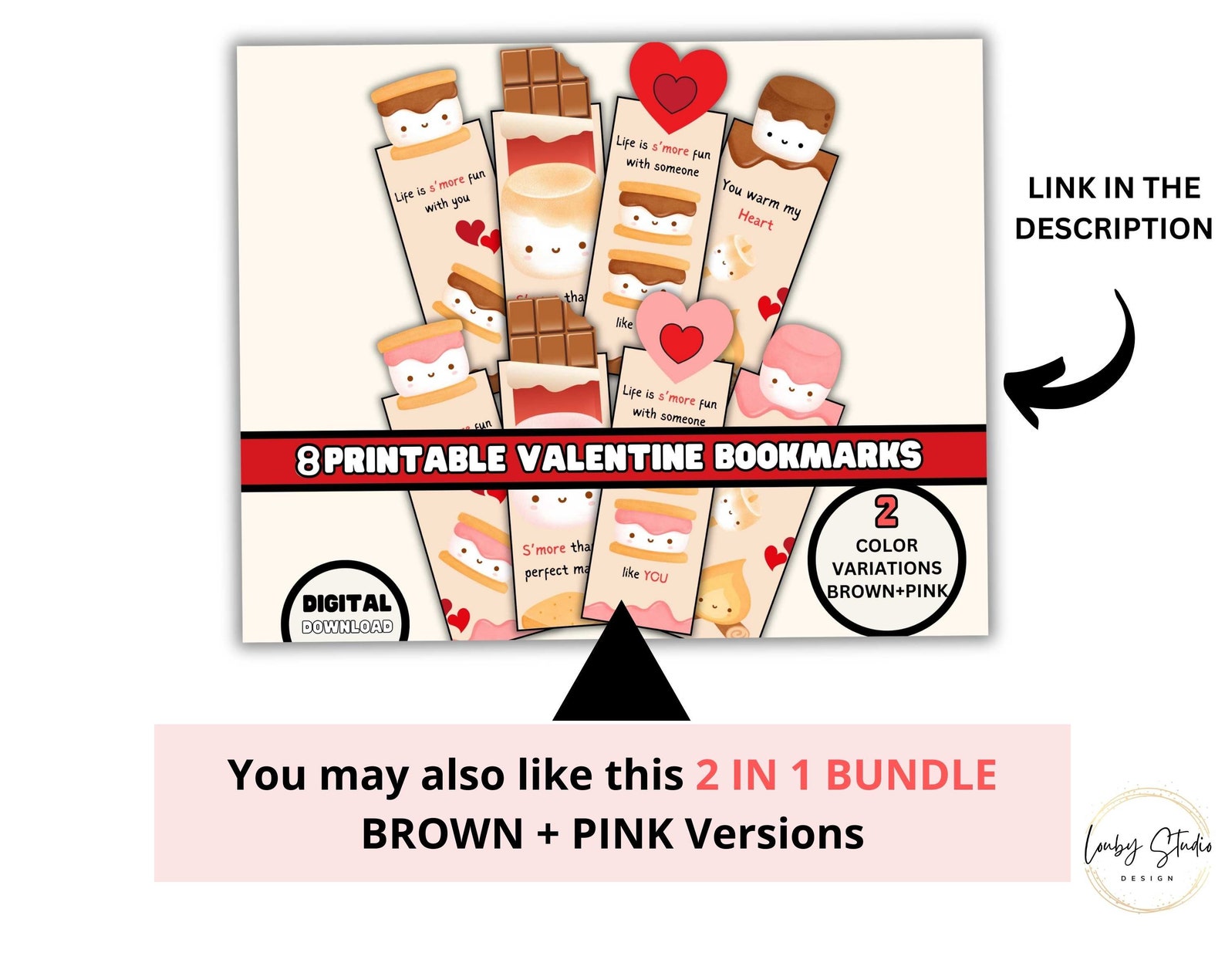 Smores Valentine Bookmarks Cards, Printable Classroom Valentine Cards ...