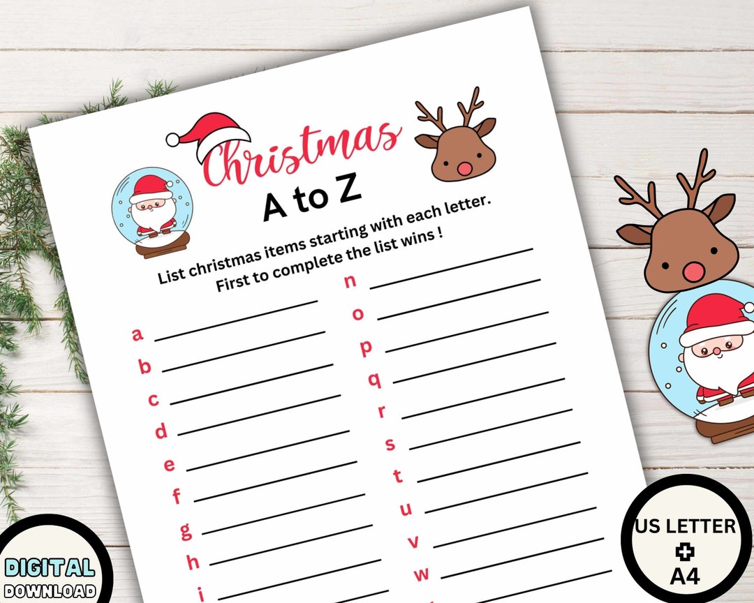 Christmas A to Z Game: Printable Holiday Activity for Kids (digital ...
