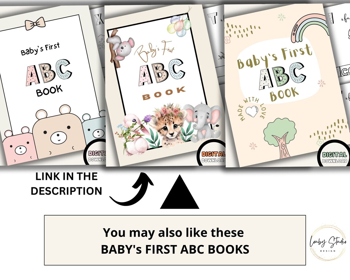Baby Alphabet Book, Printable Baby Shower Abc Book, Animal Alphabet ...