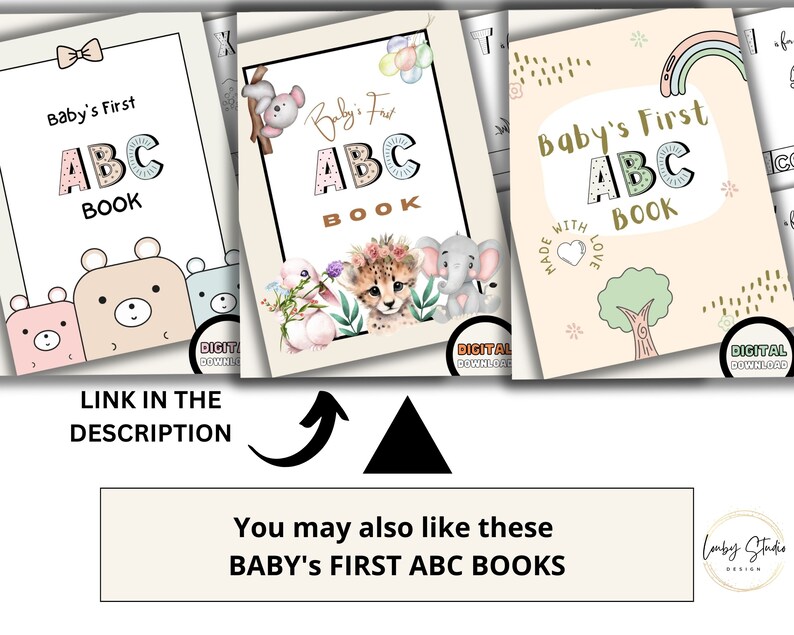 Baby Alphabet Book, Printable Baby Shower Abc Book, Animal Alphabet ...