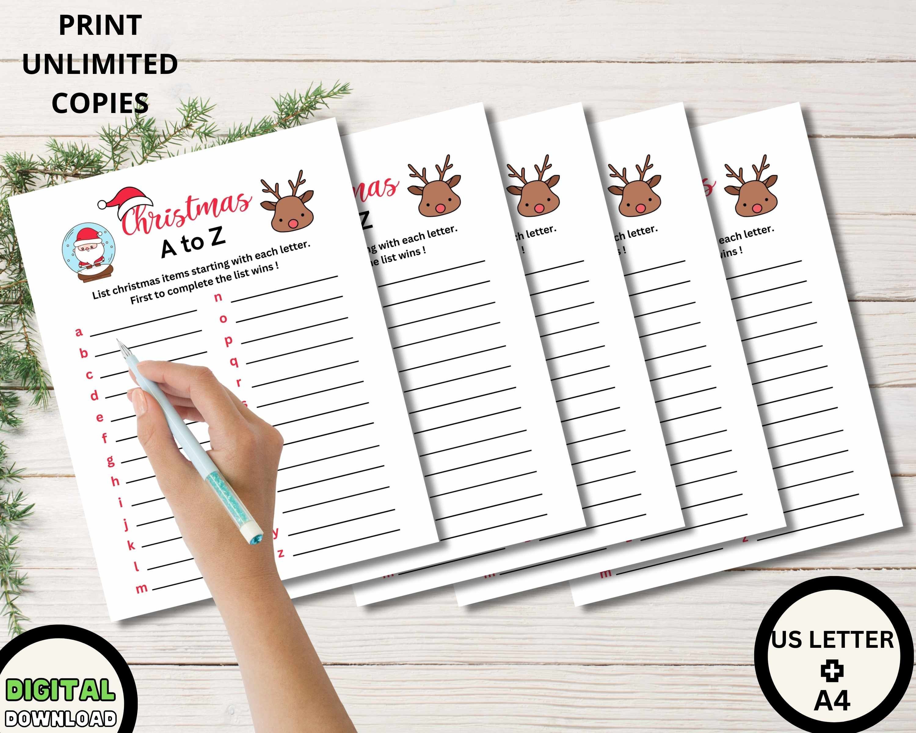 Christmas A to Z Game: Printable Holiday Activity for Kids (digital ...