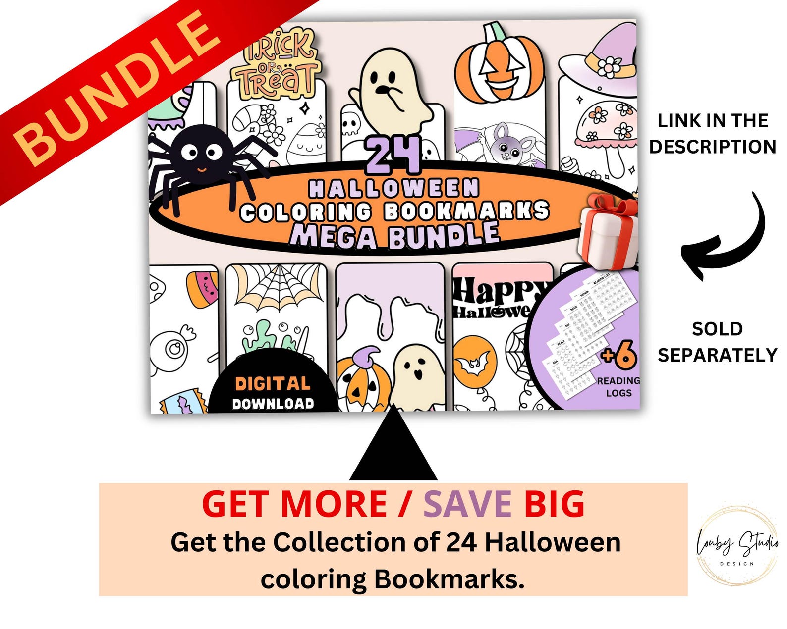 Printable Halloween Coloring Bookmarks, Boo Basket Halloween Spooky ...