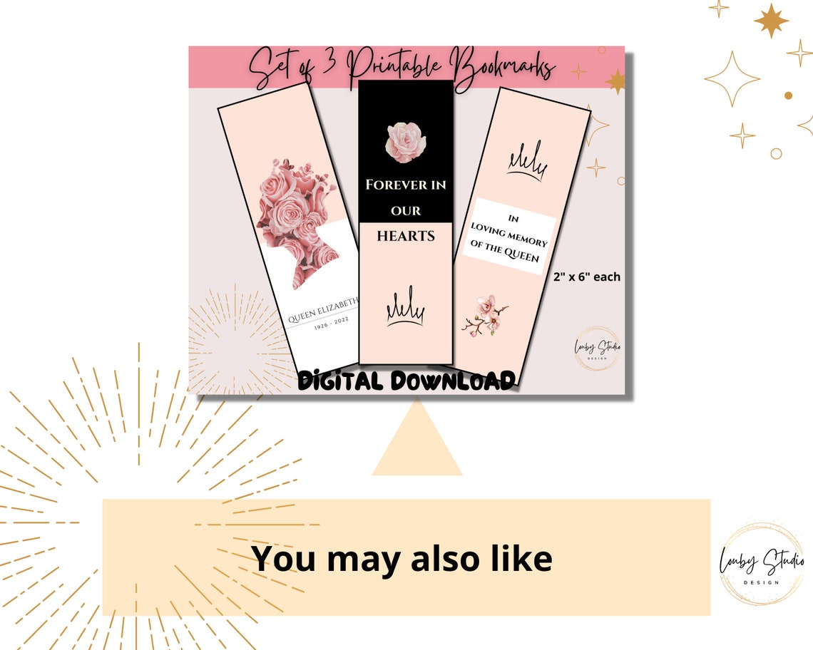 Queen Elizabeth Printable Bookmarks, Vintage Book Mark, Boho Bookmarks ...