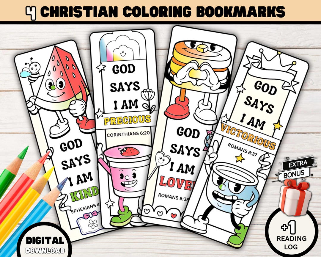 Bible Verse Affirmation Coloring Bookmarks for Kids Christian Scripture ...