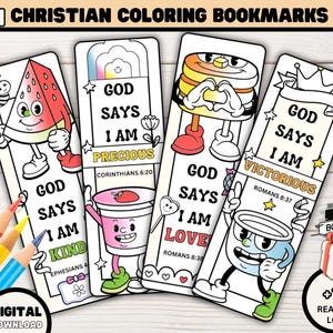 Bible Verse Affirmation Coloring Bookmarks for Kids Christian Scripture ...