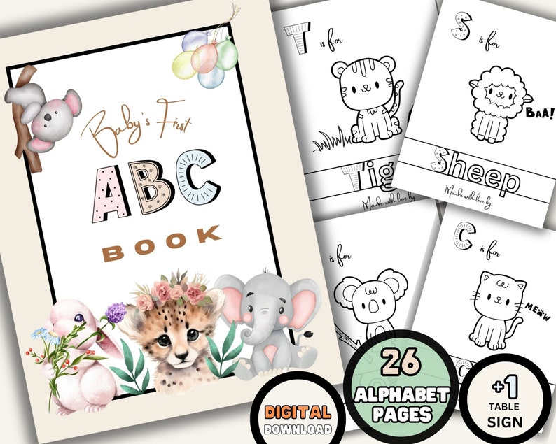 ABC Coloring Book, Storybook Baby Shower Game Activity, Babys First DIY ...