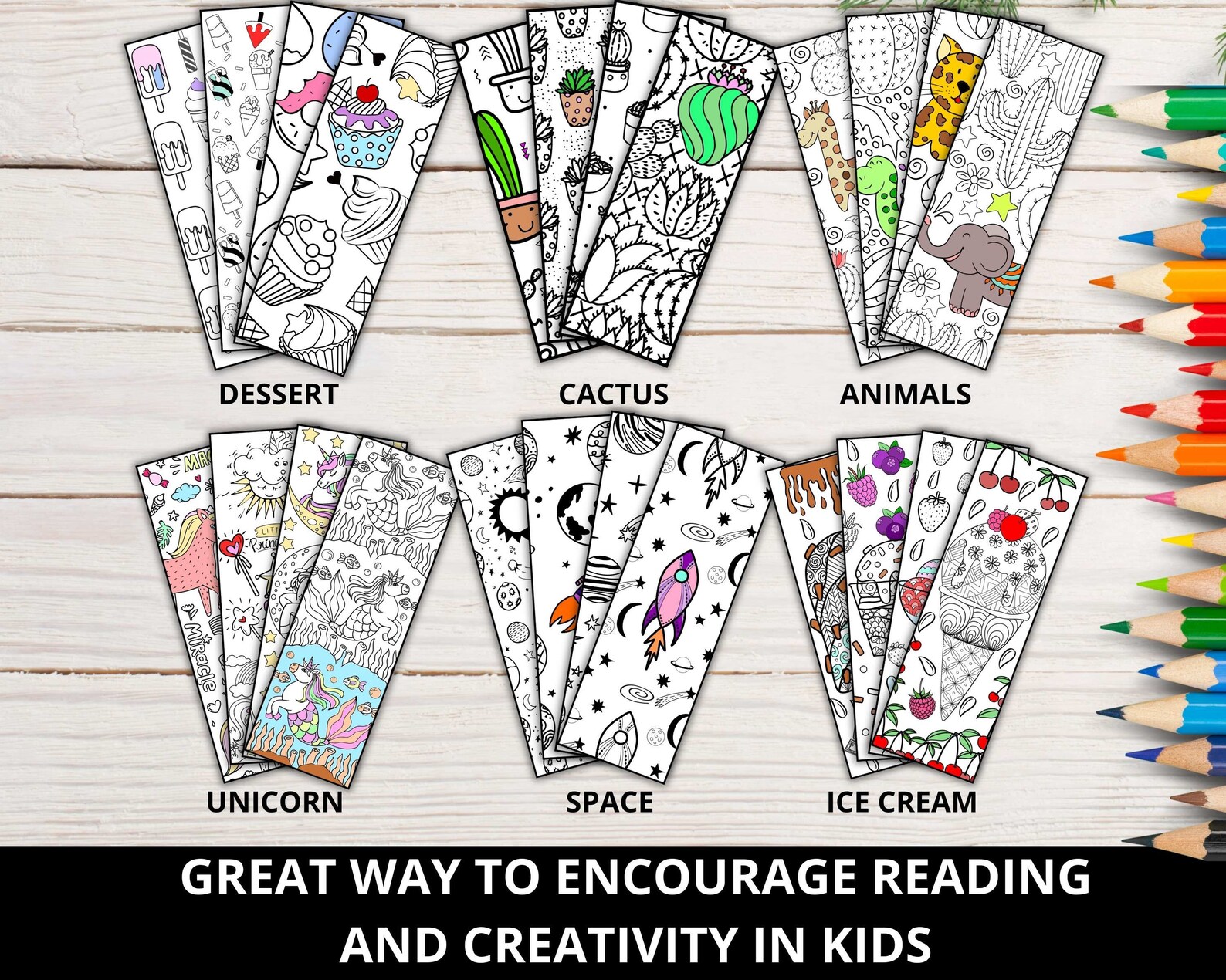 Coloring Bookmarks Printables for Kids BUNDLE, Cute Animals Book Marks ...