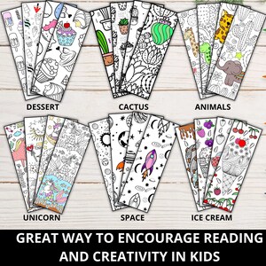 Coloring Bookmarks Printables for Kids BUNDLE, Animals and Dessert ...