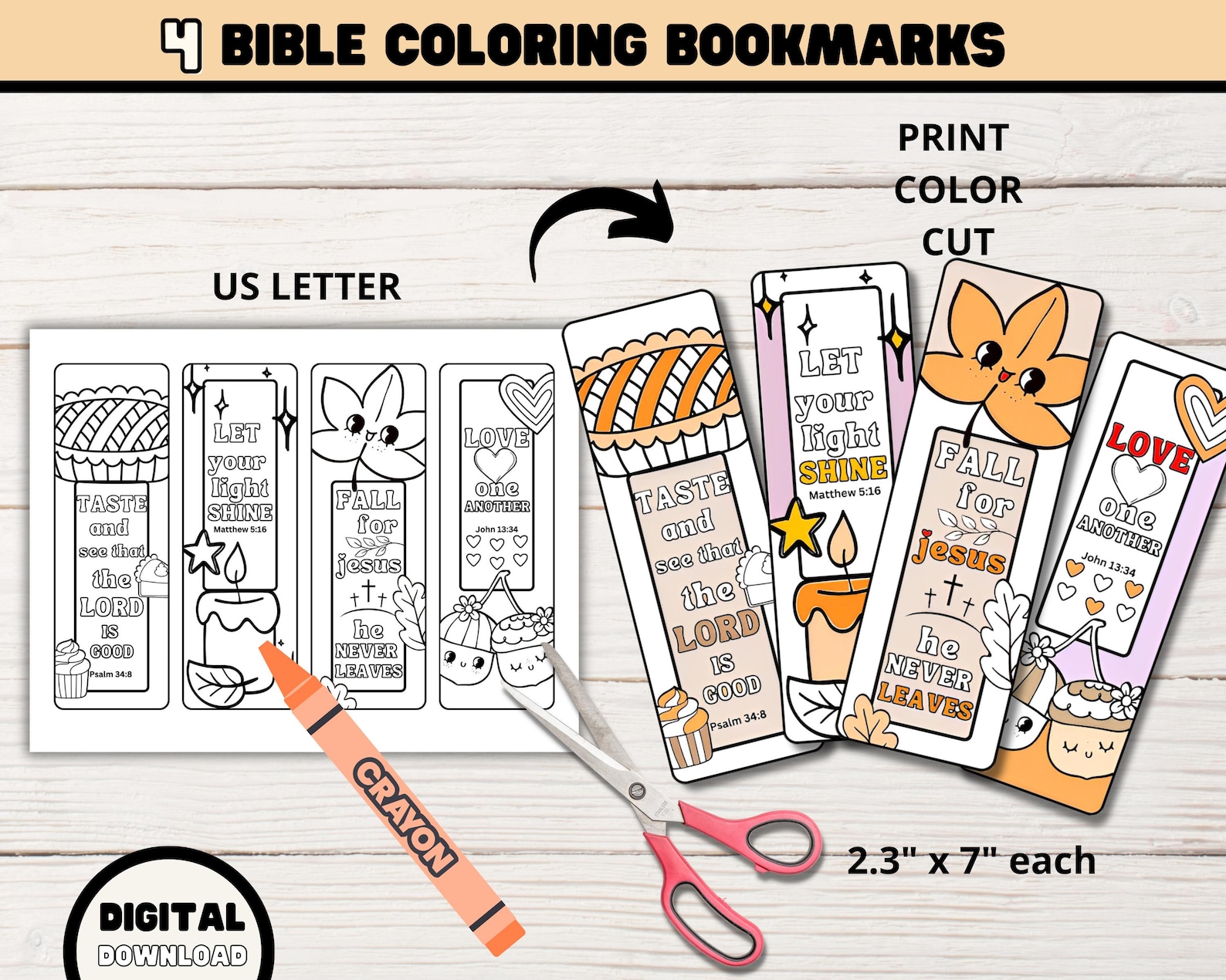 Bible Verse Coloring Bookmarks, Fall Sunday School Craft, Scripture ...