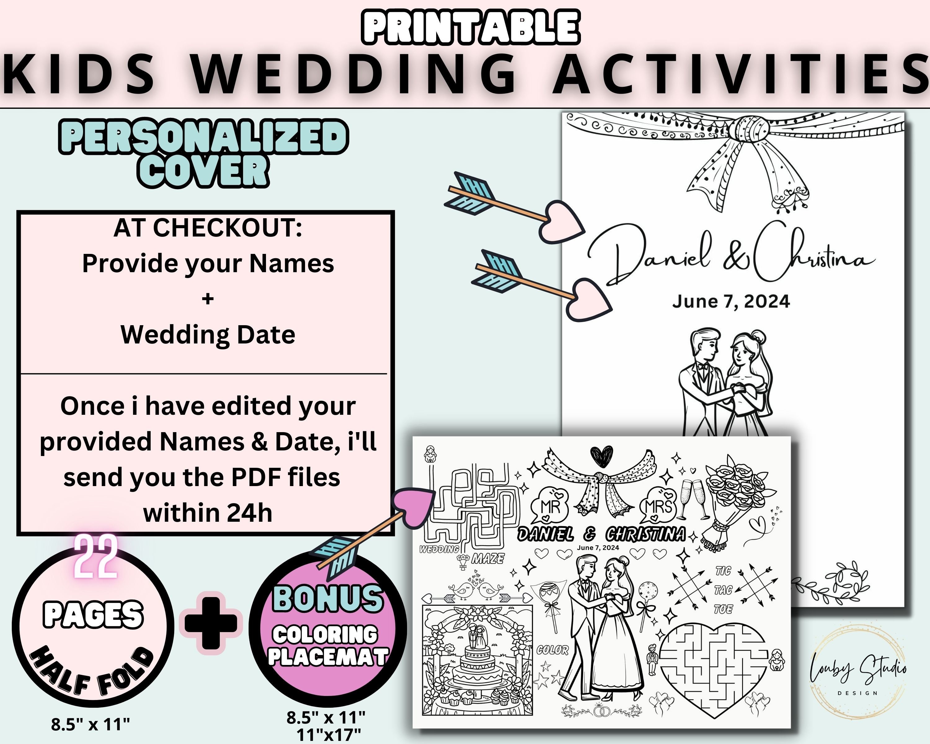 Kids Wedding Activity Book, Printable Wedding Coloring Book Pages ...