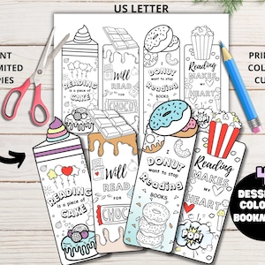 Printable Coloring Bookmarks BUNDLE, Dessert Coloring Book Marks, Kids ...