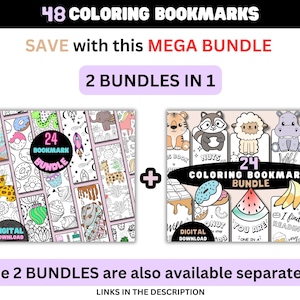 Coloring Bookmarks Printables for Kids BUNDLE, Cute Animals Book Marks ...