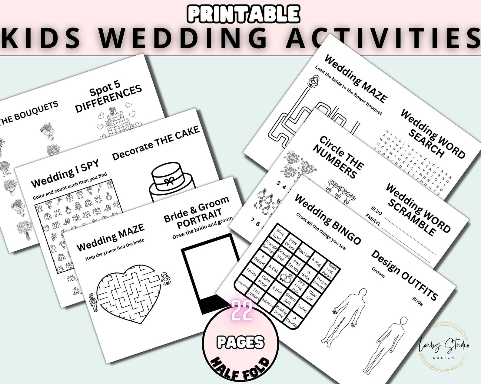 Kids Wedding Activity Book, Printable Wedding Coloring Book Pages ...
