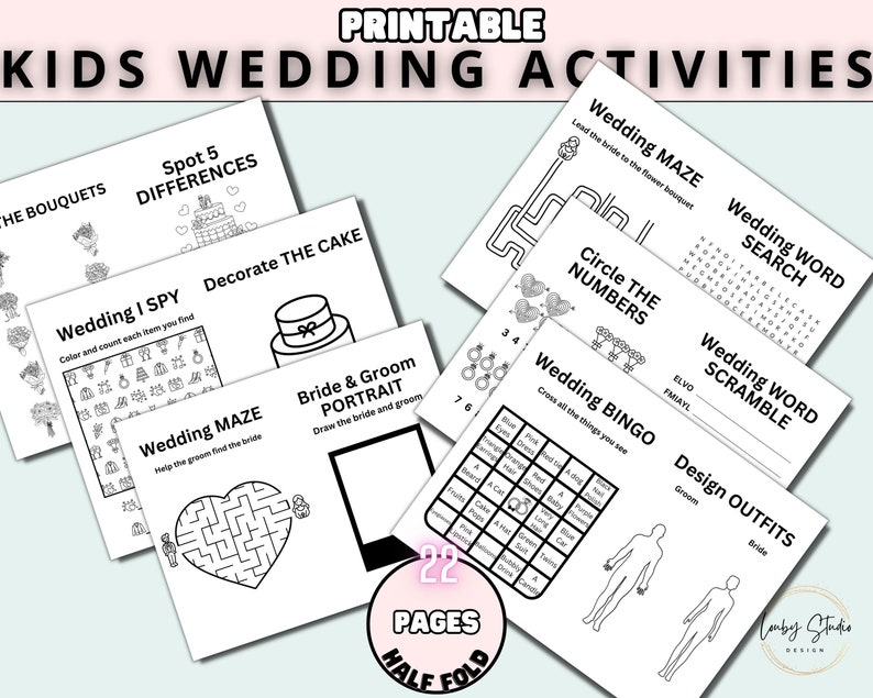 Kids Wedding Activity Book, Printable Wedding Coloring Book Pages ...