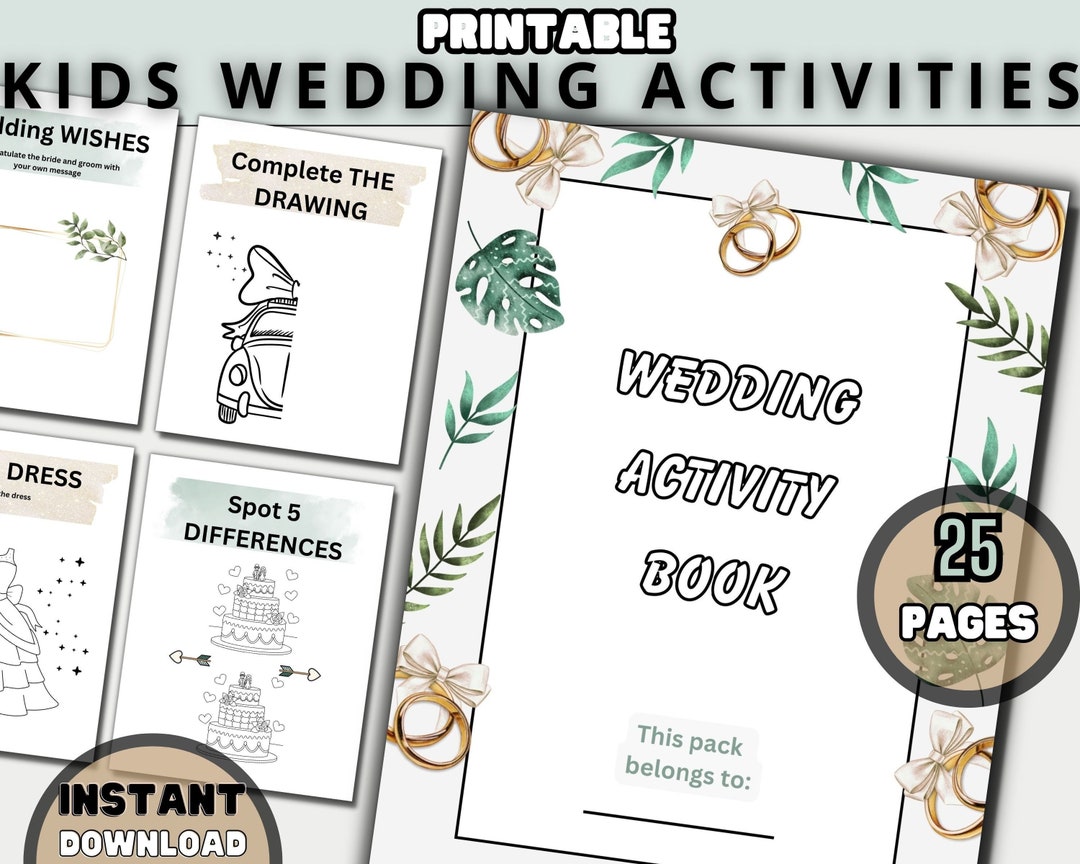 Kids Wedding Activity Book, Printable Wedding Coloring Book Pages ...