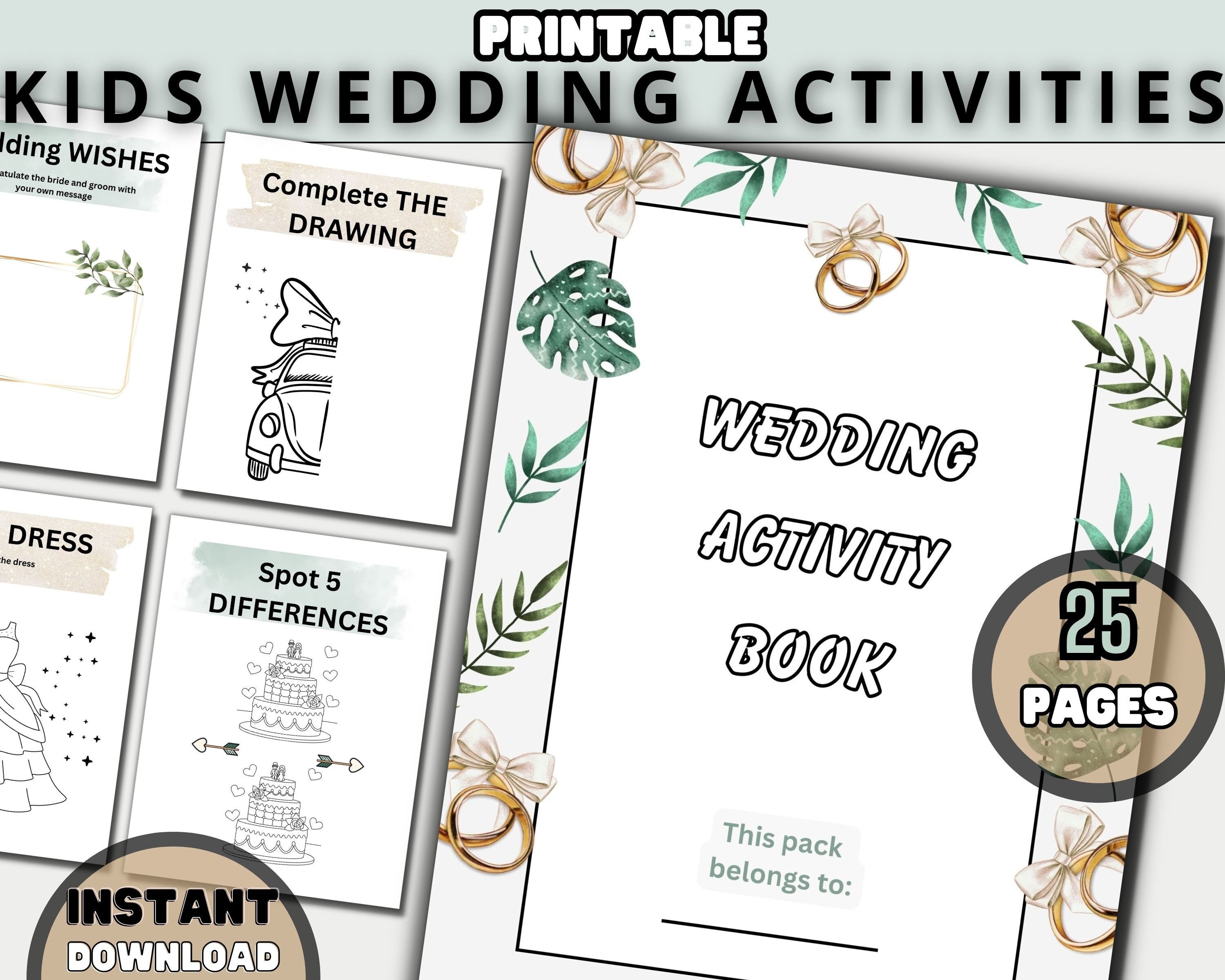Kids Wedding Activity Book, Printable Wedding Coloring Book Pages ...