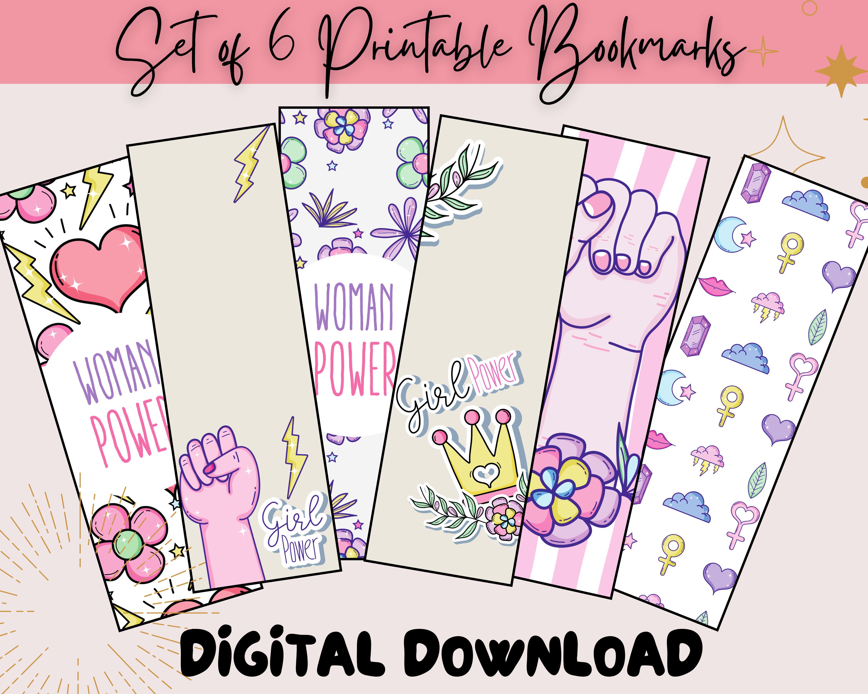 Printable Bookmarks for Women, Digital Book Mark, Printable Book Marks ...