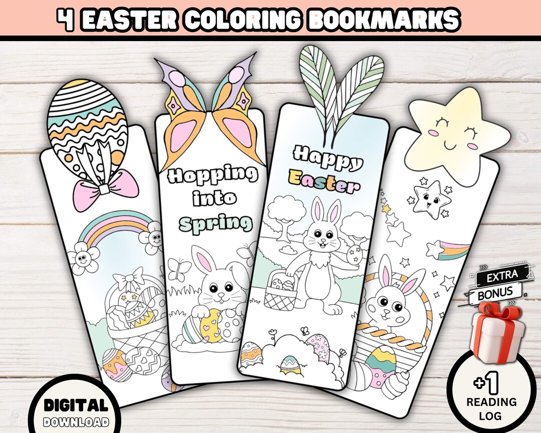 Easter Bunny Coloring Bookmarks, Printable Easter Eggs Coloring Page ...